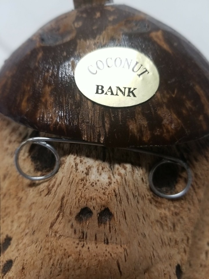 Hand Carved Hawaiian MONKEY WITH GLASSES Coconut Bank Tiki Bar Mancave ...