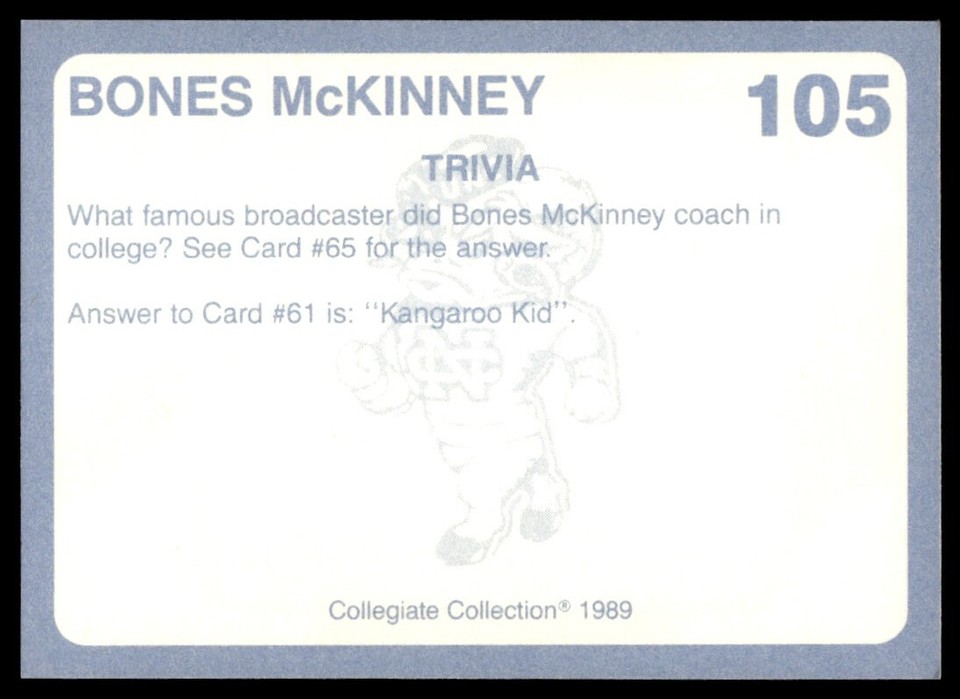 1989-90 Collegiate Collection North Carolina's Finest Bones McKinney ...