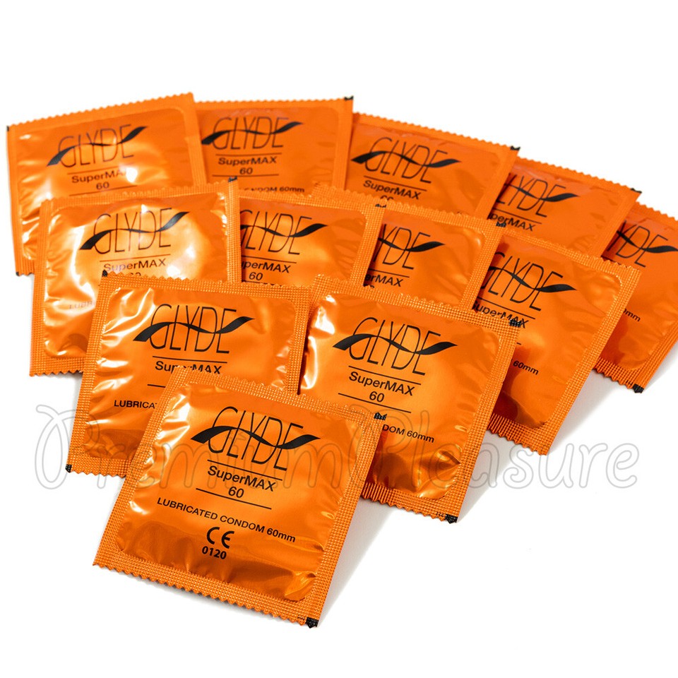 GLYDE Supermax Profilattici Vegani Lubrificato 60mm Larghezza Naturale ...