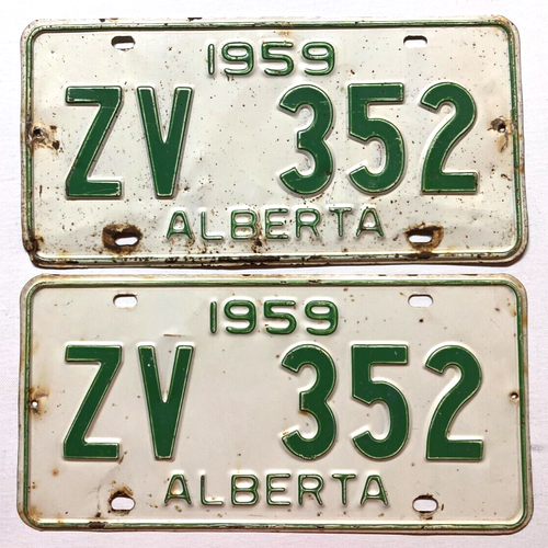 PAIR 1959 Alberta Passenger License Plates ZV 352 | eBay