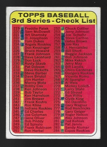 1969 Topps Set Break #214 Checklist 219327 (marked) | eBay