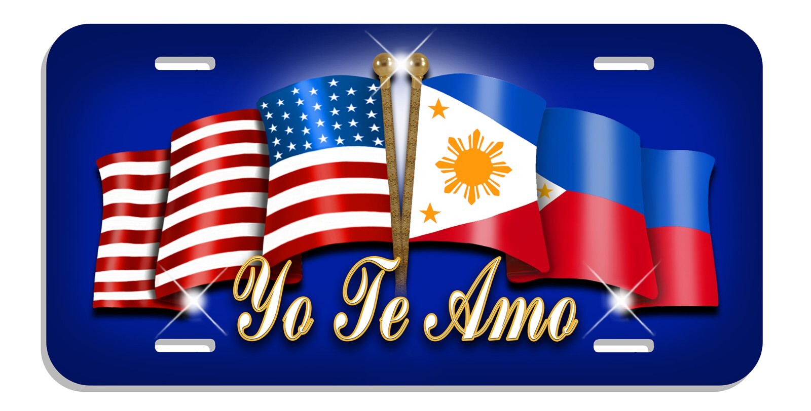 Philippine USA Unity Flags Auto License Plate Personalize Gifts Filippo ...