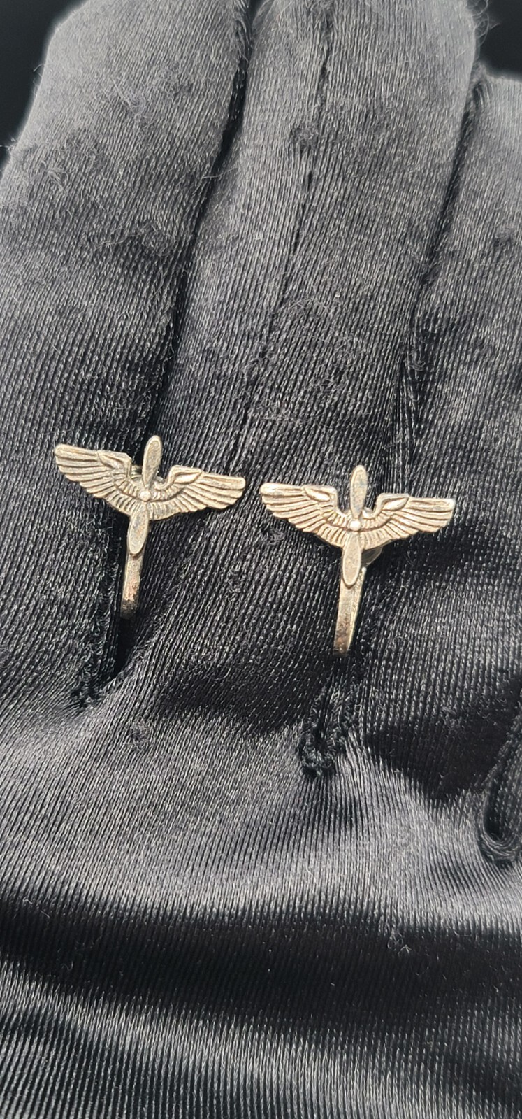 WWII Aviator Emblem Sterling Silver Vintage Screw Bac… - Gem