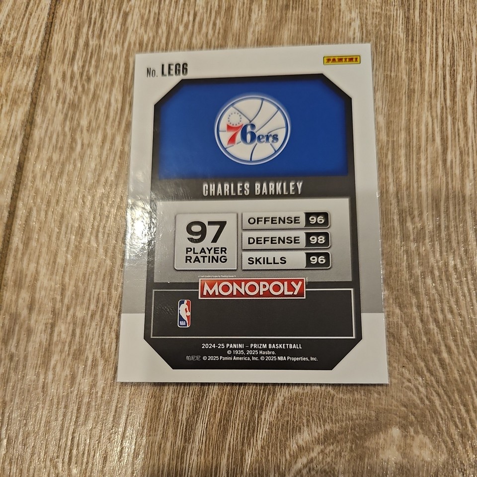 2024-25 Panini Prizm NBA Monopoly #LEG6 Charles Barkley (76ers) NBA ...