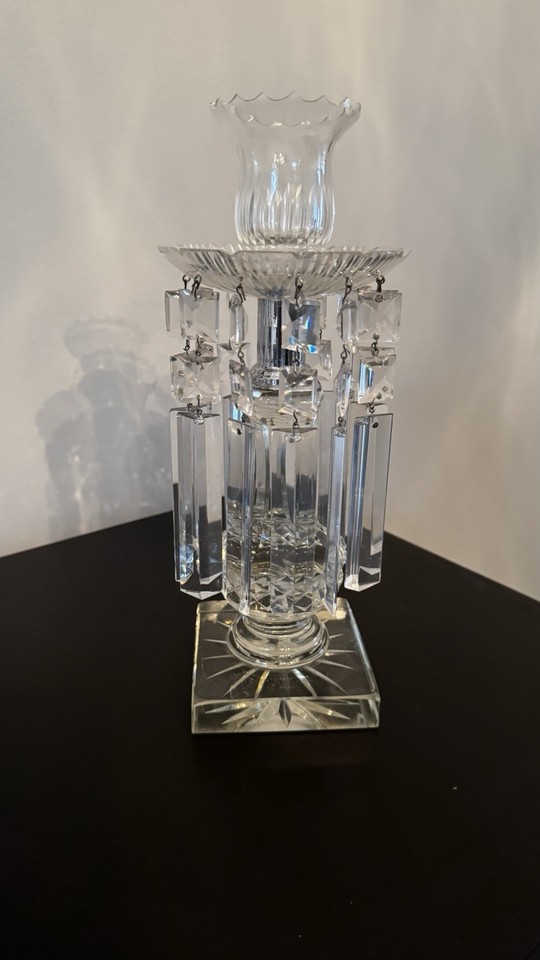 Spectacular Antique 12” Tall Mantle Luster /Girandole Crystal Candle ...