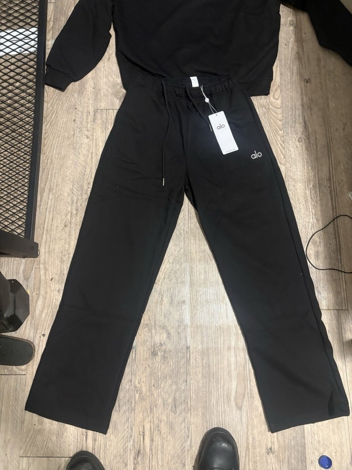 alo Men's Black Jogger Tracksuit Set M 1/4 Zip Jacket & Drawstring ...