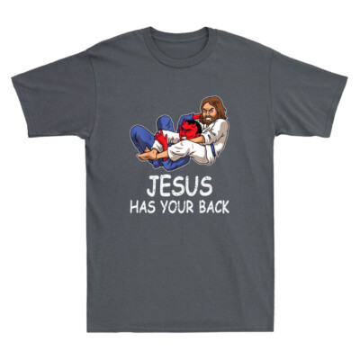 Jiu Jitsu Jesus Has Your Back Funny Brazilian Jiujitsu Meme Retro Men's ...