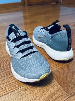 Nike React Escape RN Flyknit Grey Metallic Gold DC4269-003 Women's 7.5 ...