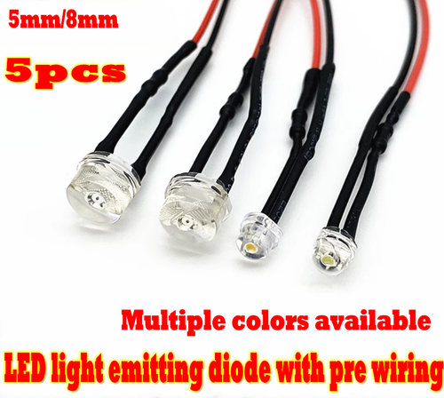 5PCS LED Bulb Pre wired Light Emitting Diode Small 20cm Wire ...