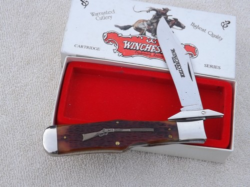 WINCHESTER USA Rifle Shield W15-19109 swing guard lockback bone knife N ...