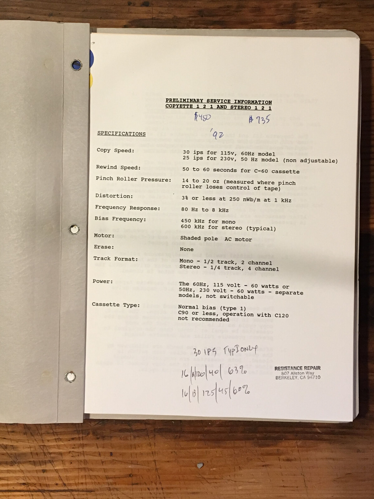 Telex Copyette Stereo 1 2 1 Cassette Service Manual *Original* | eBay