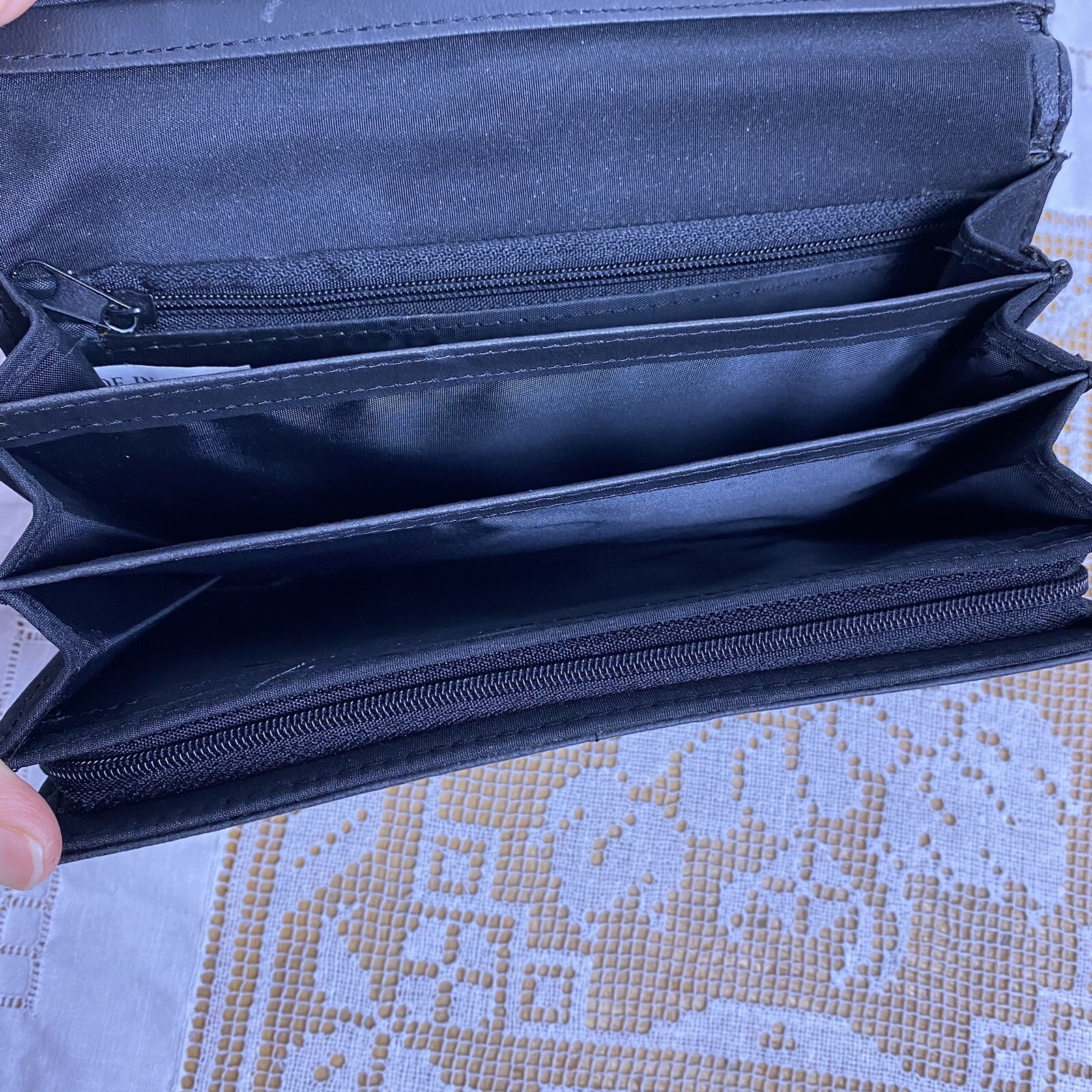Black Vegan Full Size Wallet Fold Out Snap Close Wallet | eBay