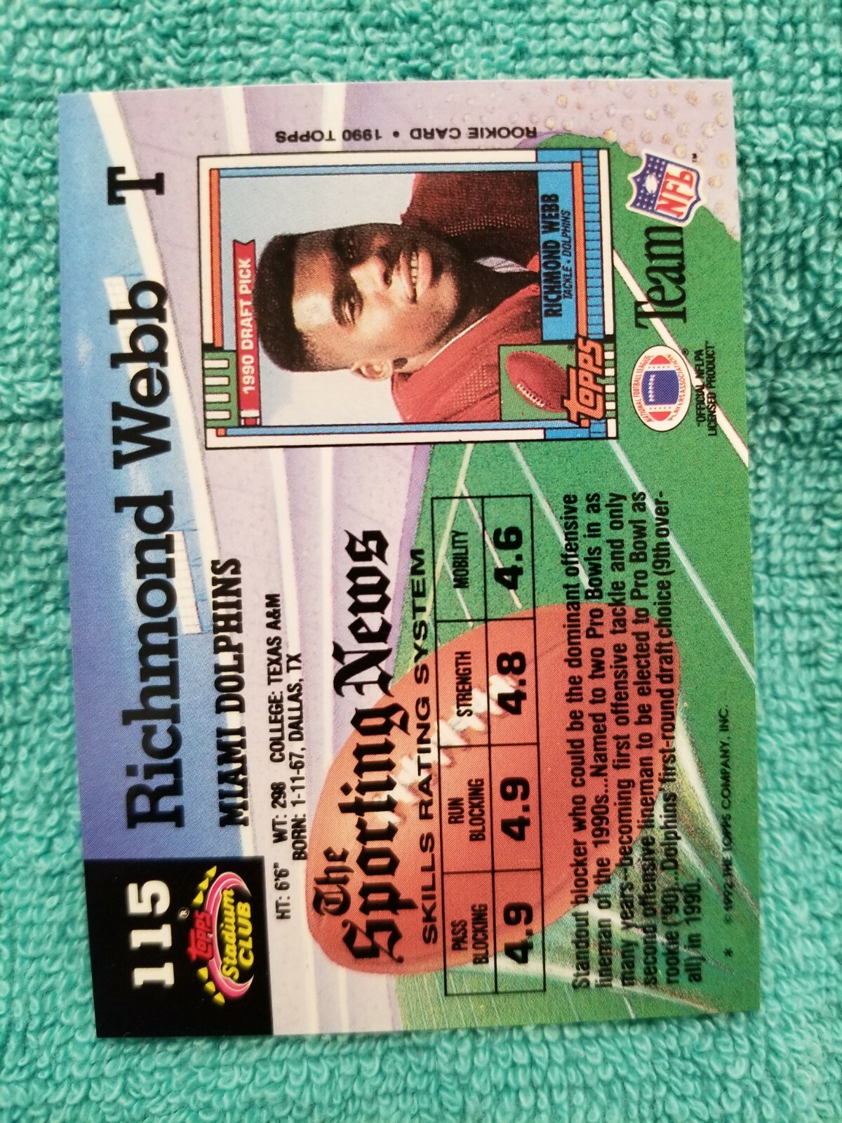 1992 Topps Stadium Club - #115 Richmond Webb, Richmond Webb for sale ...