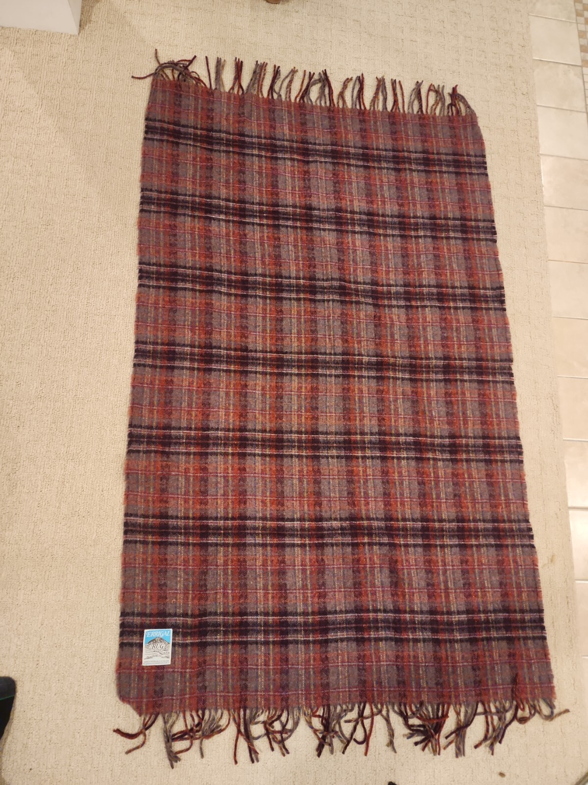 ERRIGAL RUG 100% Pure Wool Rug Blanket Shawl Republic of Ireland Plaid ...