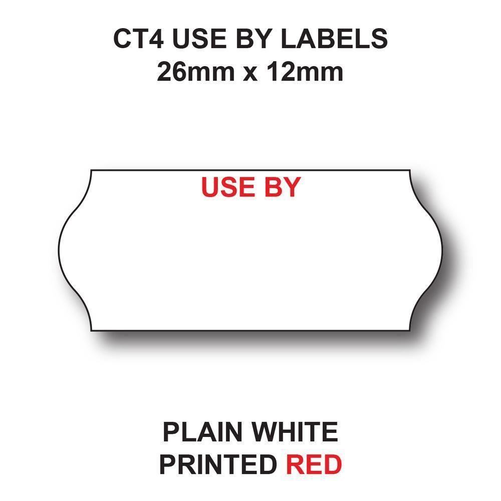 Price Gun Labels CT4 26 x 12mm UseBy in Red Ink 10 Roll Fits Lynx C6 ...