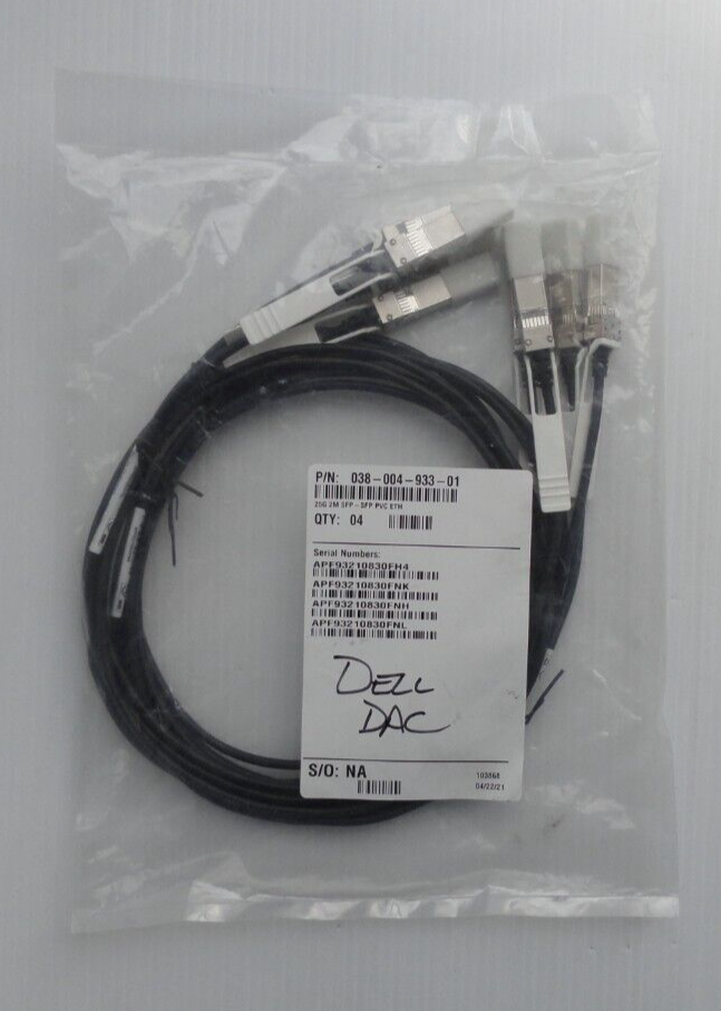-EMC 038-004-933-01 AMPHENOL 2M CABLE W/ MELLANOX MAM1Q00A-QSA28 25GbE ...