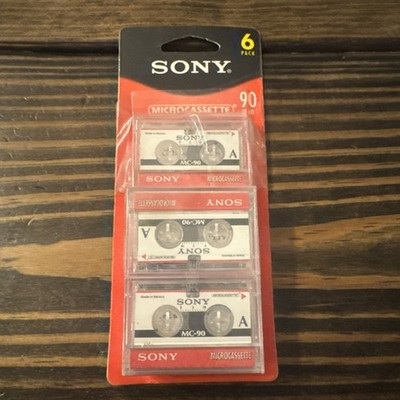 SONY MC-90 MICROCASSETTE TAPES 6 PACK 90 MINUTES GENUINE OEM NEW READ ...