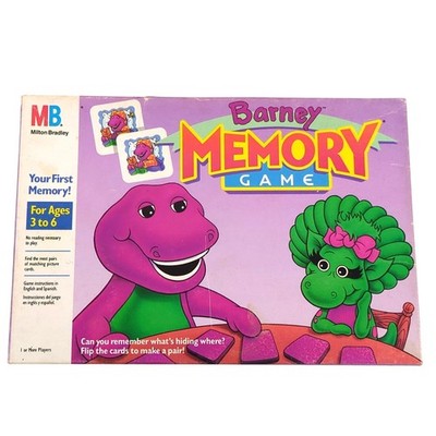 VINTAGE 1993 BARNEY Memory Matching Cards Game Milton Bradley 100% ...