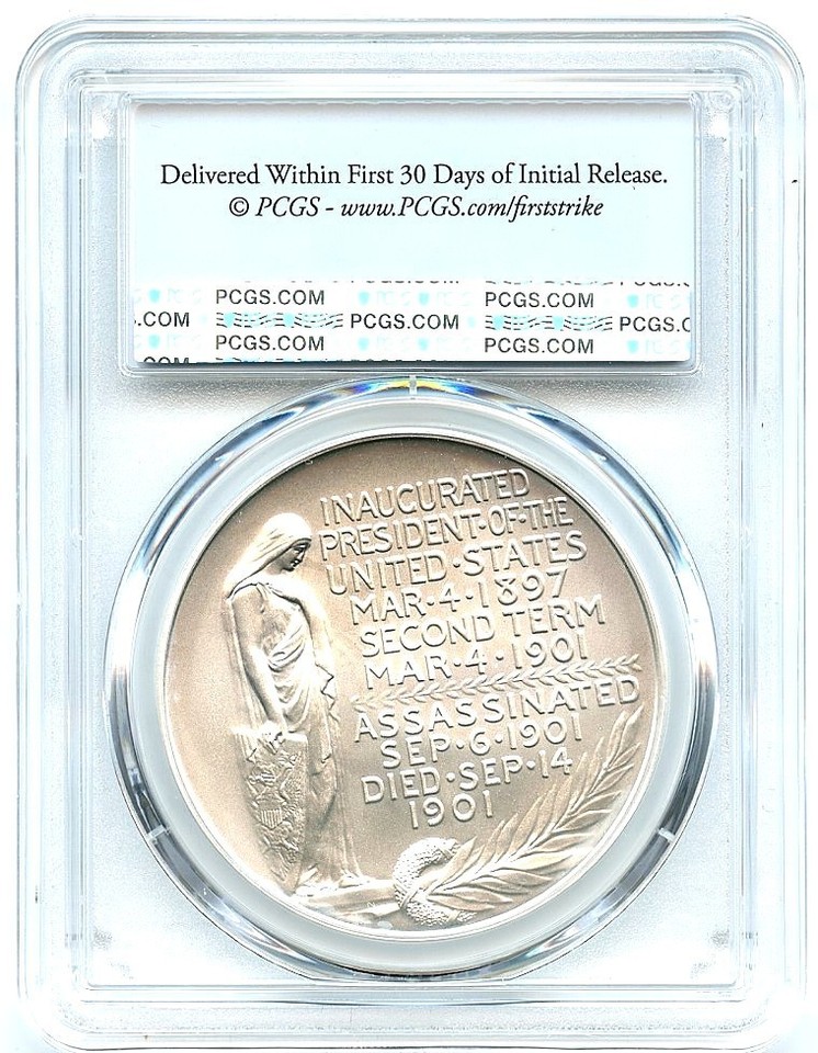 1901 William McKinley Presidential .999 Silver Medal, PCGS MS-69, First ...
