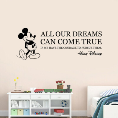 Walt Disney Inspirational Quote Wall Sticker Mickey Mouse Vinyl Decal ...