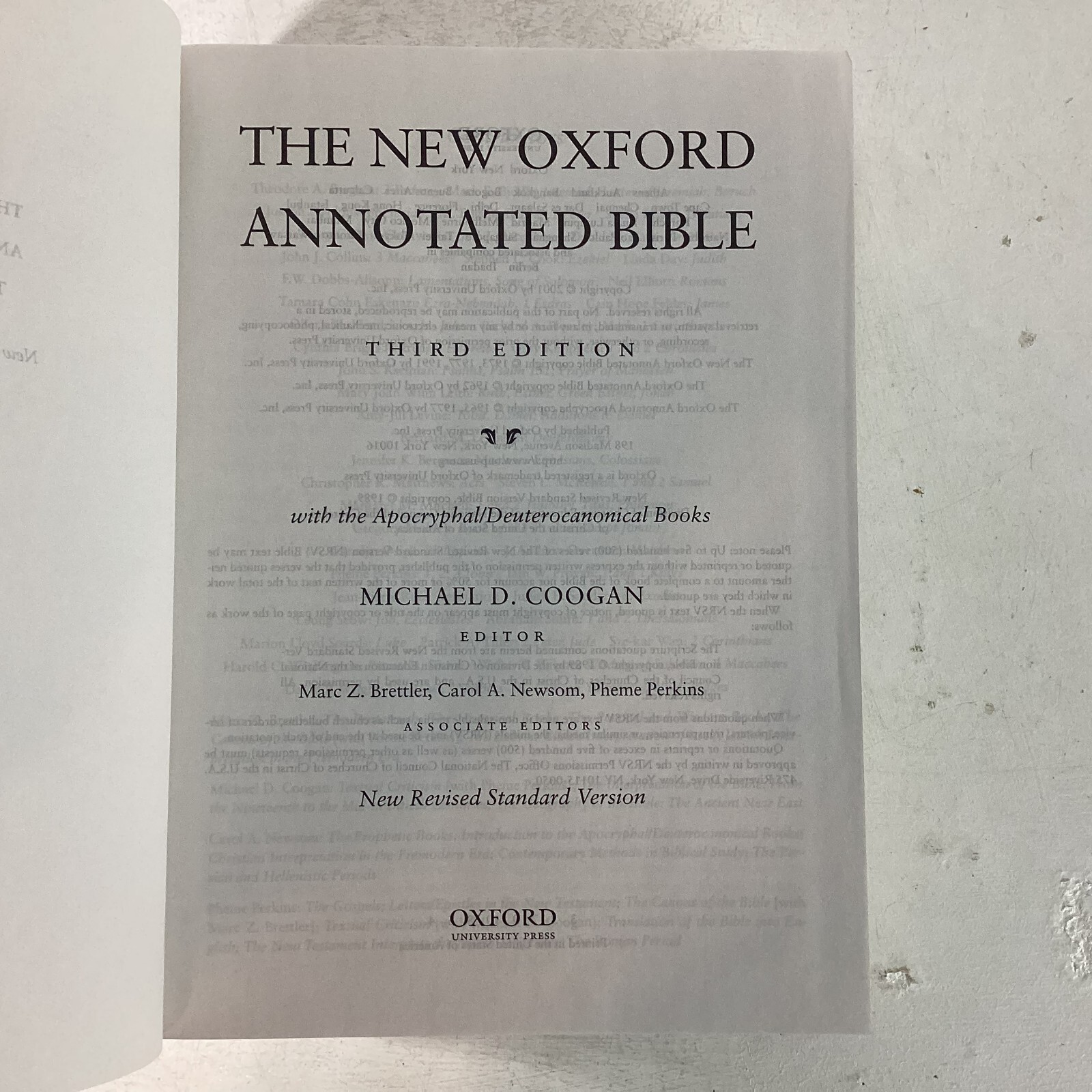 The New Oxford Annotated Bible with Apocrypha 3rd Edition NRSV 2001 HC ...