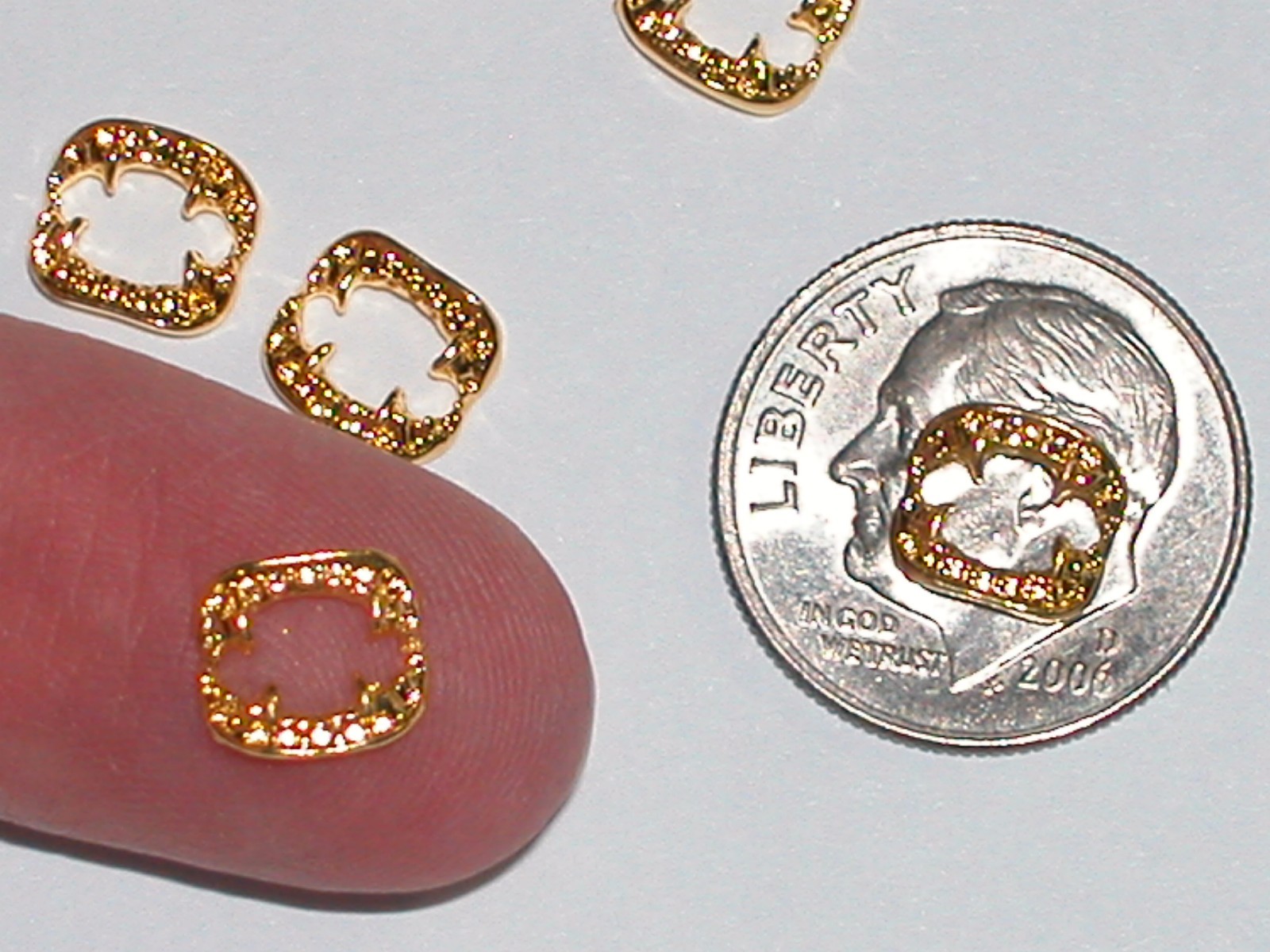 2pc. Miniature dollhouse tiny little Gold plated dog skeleton Bones ...