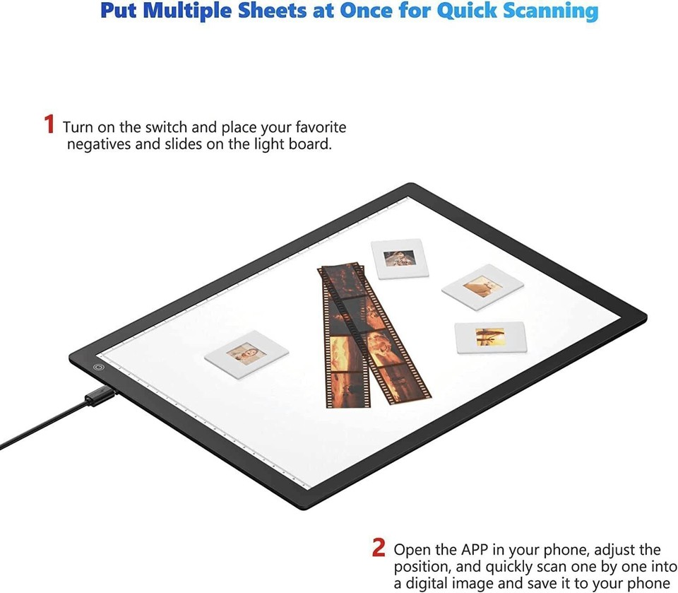 Slide Viewer Light Box, Ultra-Thin A4 USB Powered Light Scanner Slide ...