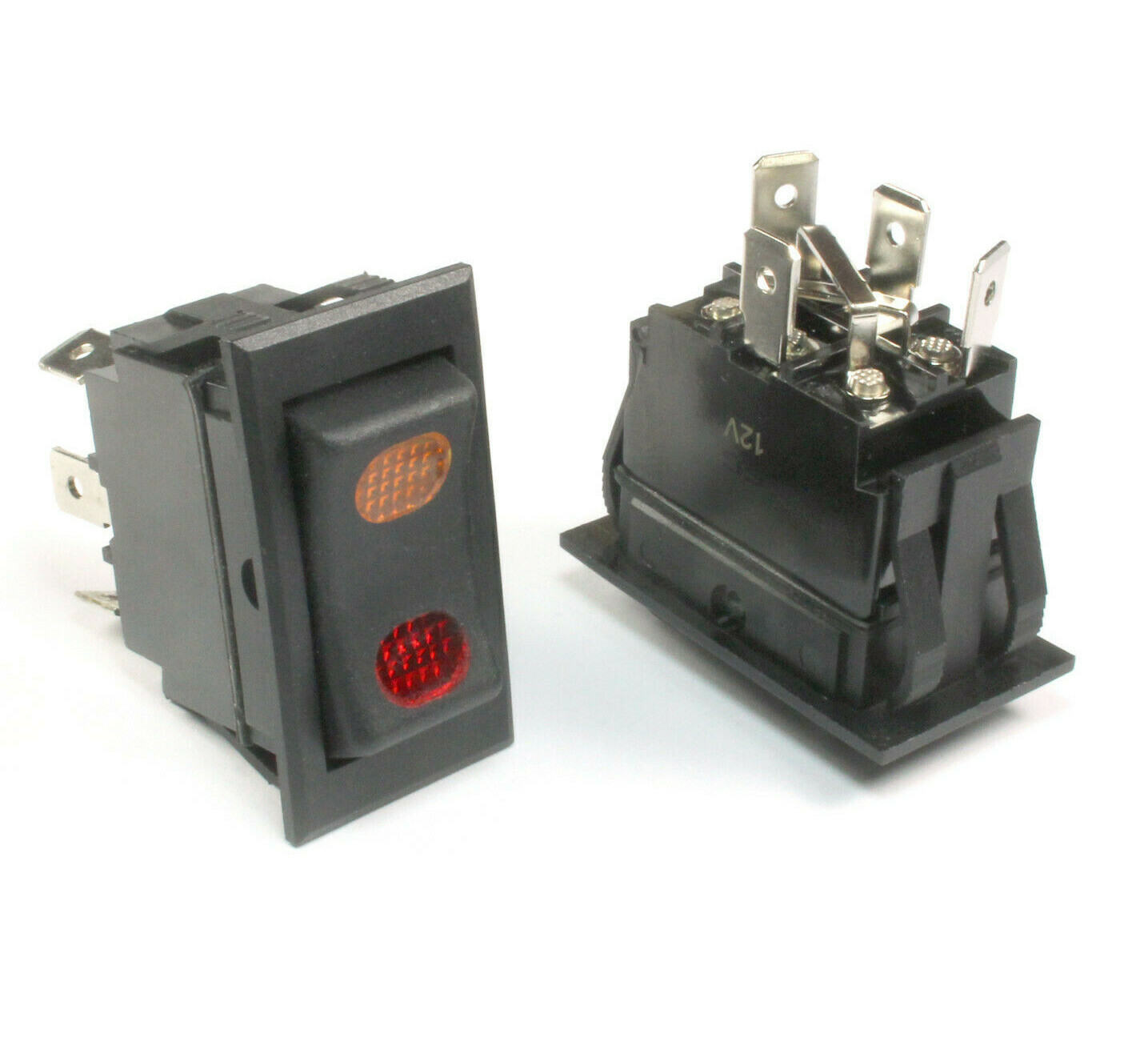1 pc. Maintained Lighted Rocker Switch SPDT 10A @ 12V DC, Black , ON ...
