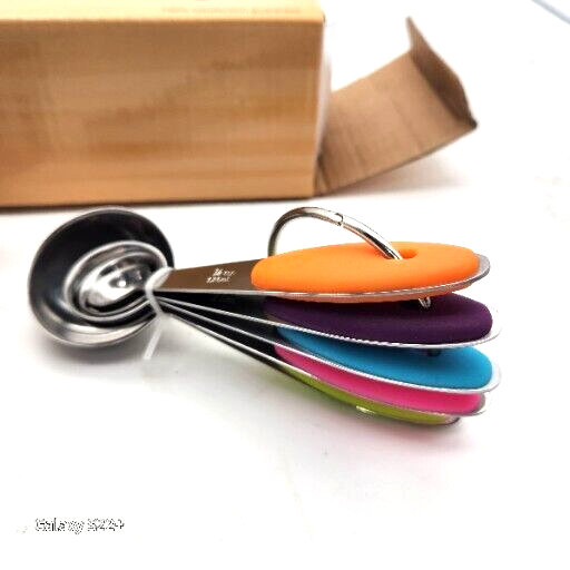 Measuring Cups Spoons Stainless Steel Nonslip Multicolor Silicone ...