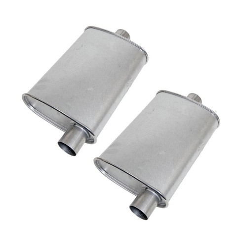 HI PERFORMANCE FREE FLOW TURBO MUFFLERS ALUMINIZED 2.5" OFFSET CENTER ...