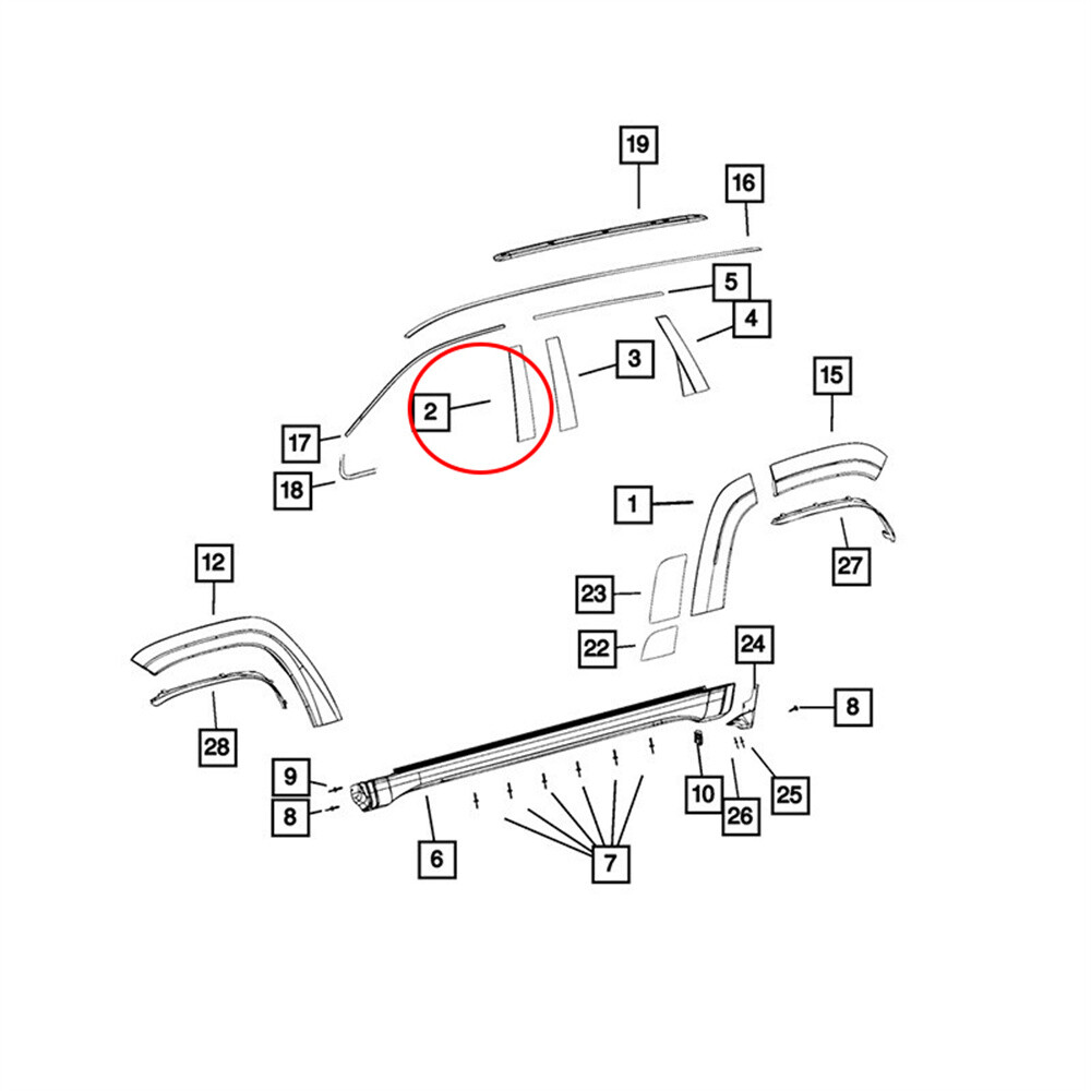 Front Door B Pillar Applique Left 57010445AN For Jeep Grand Cherokee ...