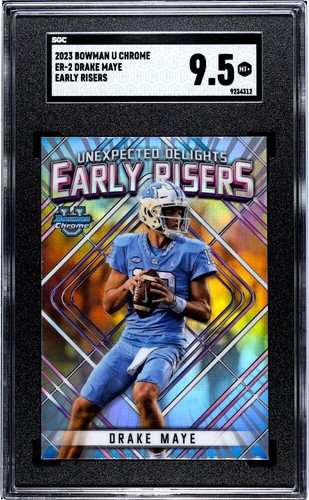 2023 Bowman U Chrome ER-2 Drake Maye Early Risers SGC 9.5 MINT+ RC UNC Tarheels | eBay