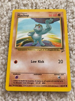 MACHOP Base Set 2 - 78/130 - Common - Pokemon Card Vintage NM or Better ...