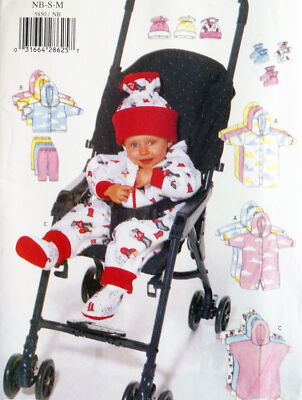 B5850 Sewing Pattern Baby NB S M Jacket Leggings Bunting Hat Booties ...