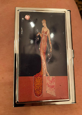 Retro Art Deco Erte Leopard Donna Business Card Holder Credit Card I.D ...