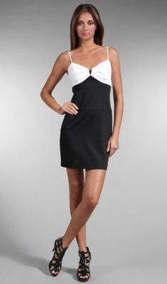 Black Halo Colorblock Pintuck Mini Dress White/Black 6 US | eBay