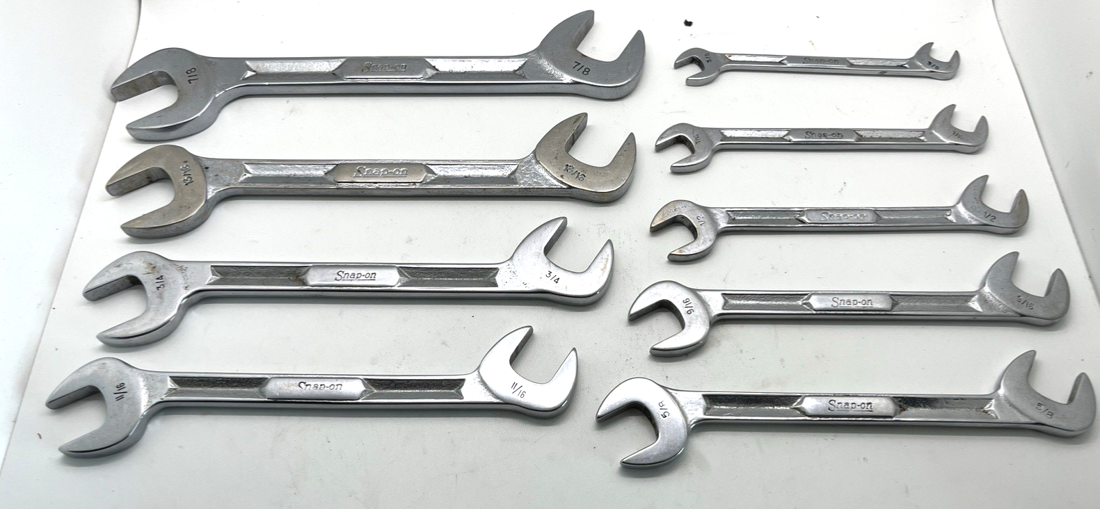 Snap On 9 Piece 4-Way Angle Open End Wrench Set, 3/8”-7/8” | eBay