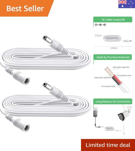 2-Pack 2m DC Power Extension Cable, Plug 5.5mm x 2.1mm, Male to Female ...