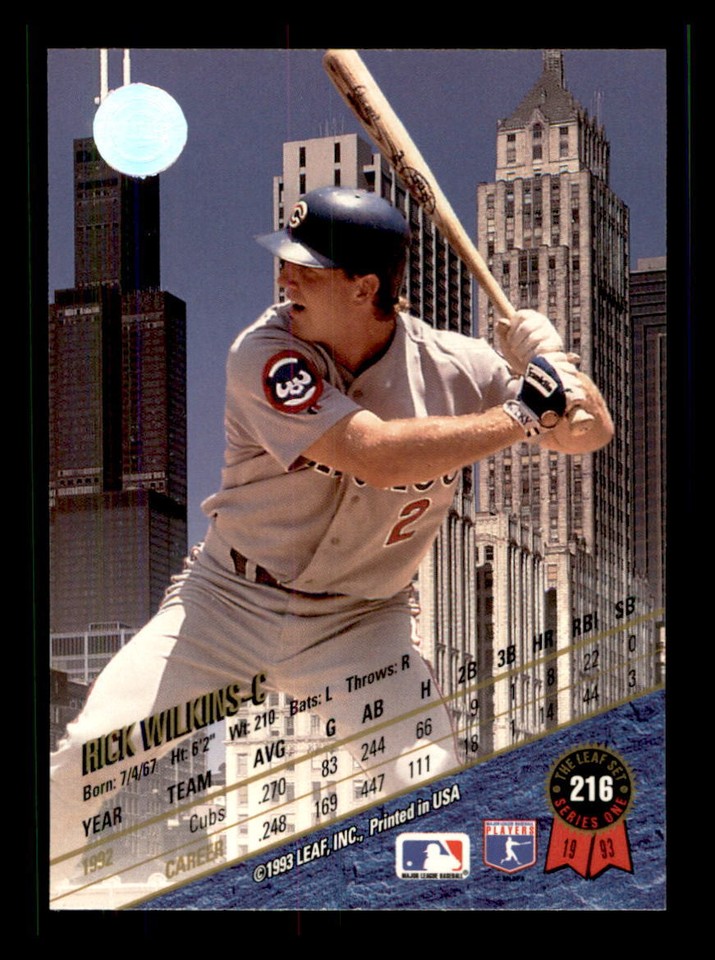 1993 BASEBALL 1993 Leaf Rick Wilkins Chicago Cubs #216 1 | eBay