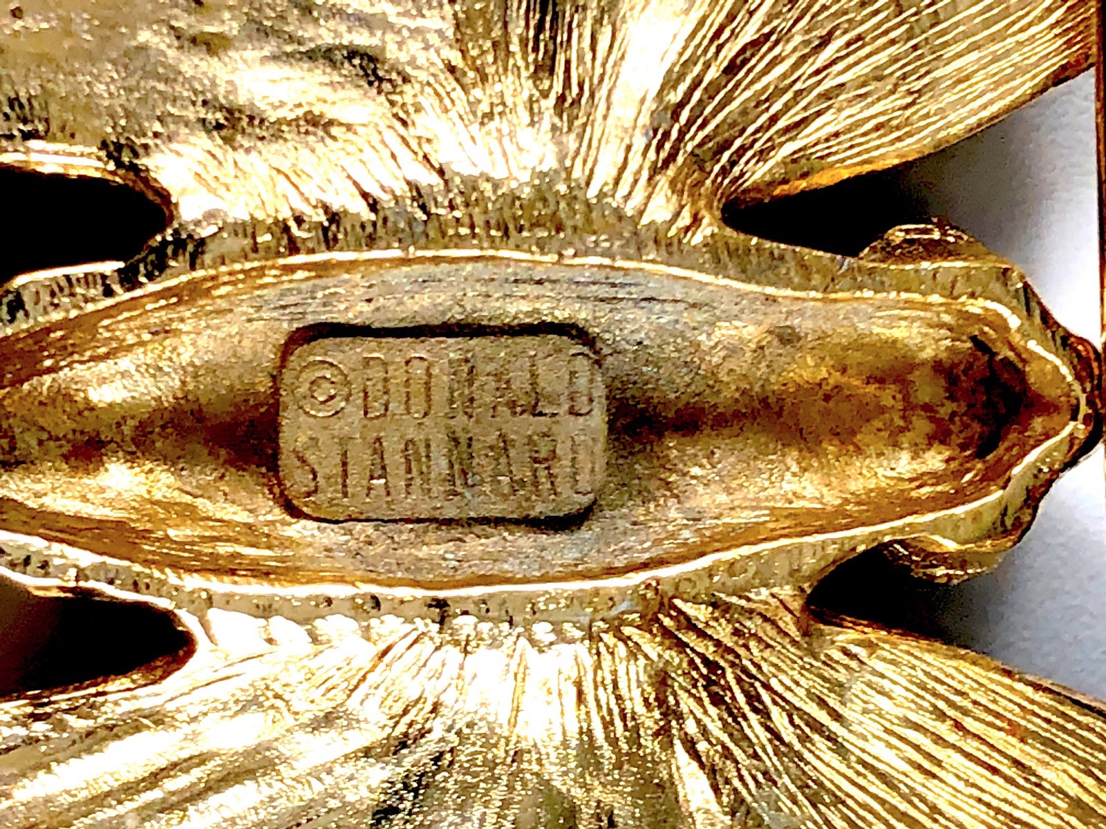 DONALD STANNARD GOLD-TONE GLOSSY BLACK ENAMEL RHINESTONE LARGE ...