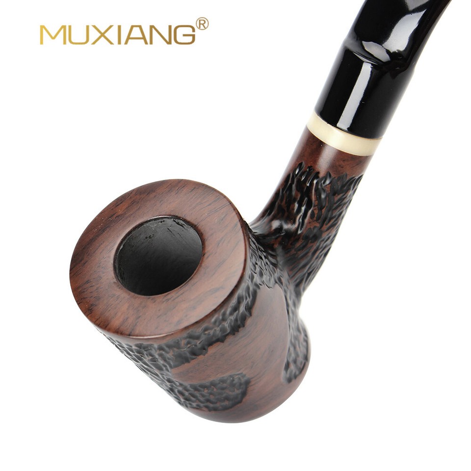 Poker Pipe Wooden Handmade Carved Tobacco Pipe 9mm Filter Bent Stem ...