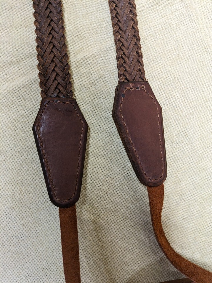 Black Powder Horn Shoulder strap. Braided Leather Finished With Pewter ...