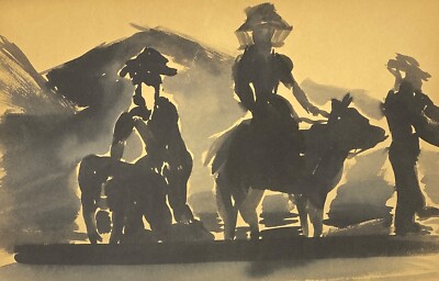 1960s Larry Connatser Landscape with Figures Watercolor Painting | eBay