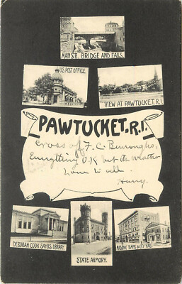 Multiview Postcard Pawtucket RI Library Masonic Hall Armory Post Office ...