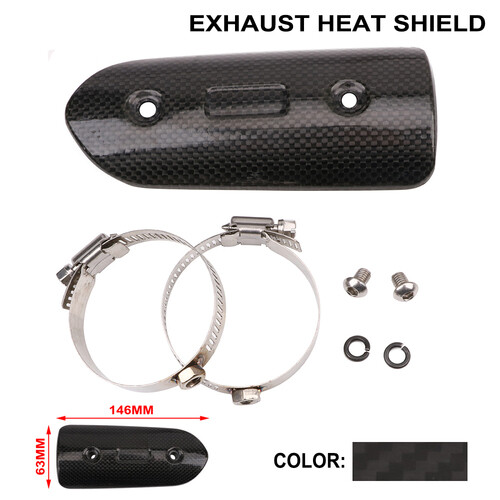 Universal Motorcycle Exhaust Heat Shield in Carbon Fiber 146x63mm for ...