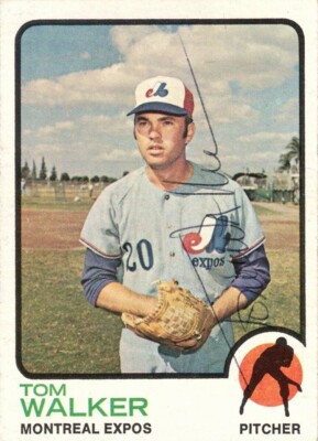 TOM WALKER-PITCHER-MONTREAL EXPOS-1973 TOPPS #41-AUTOGRAPHED-GREAT ...