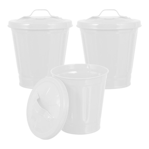 3 Pcs Table Trash Can Small Garbage Pail with Lid Mini Storage Bin | eBay