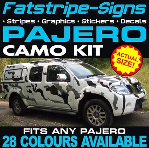to fit MITSUBISHI PAJERO CAMO GRAPHICS STRIPES DECALS STICKERS V20 V60 ...