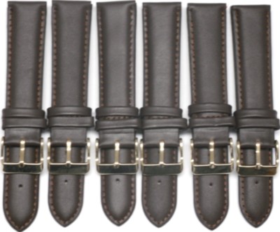 20 MM Long Dark Brown Genuine Leather Plain Padded Watch Band, Lot of 6 ...