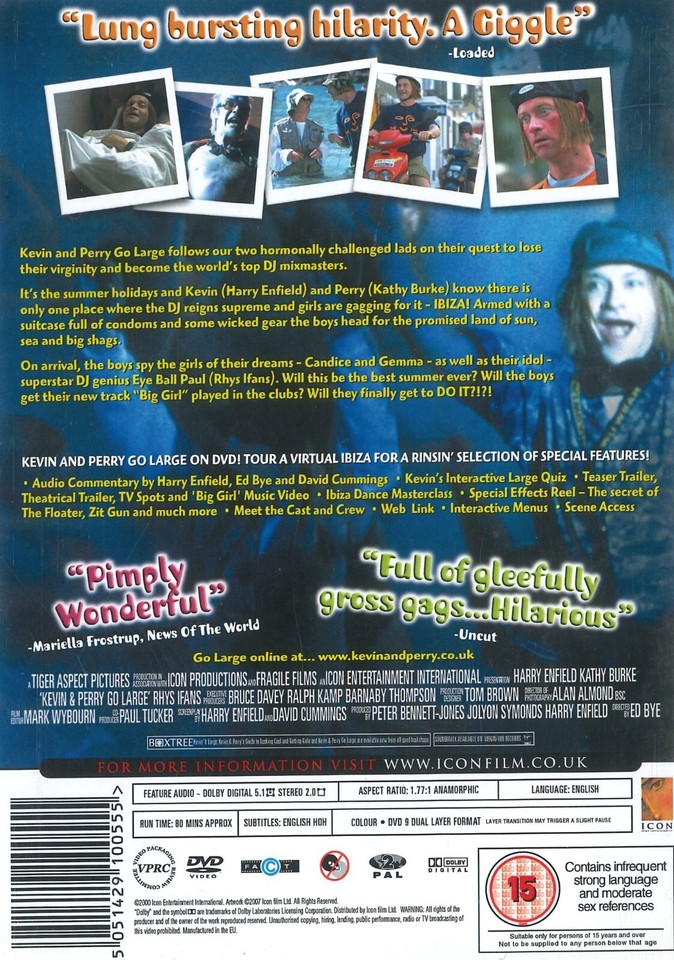 Kevin & Perry Go Large (2000) DVD, Harry Enfield, Kathy Burke, Rhys ...